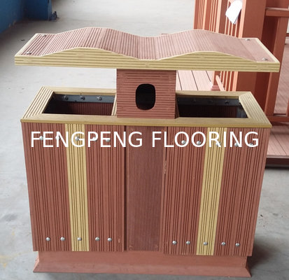 Factory direct plastic wood trash can Road wood plastic trash can Park community wpc double barrel trash