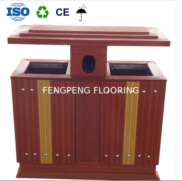 Factory direct plastic wood trash can Road wood plastic trash can Park community wpc double barrel trash