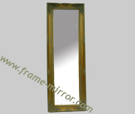 China wood antique golden color full length mirror,wood framed bedroom mirror supplier