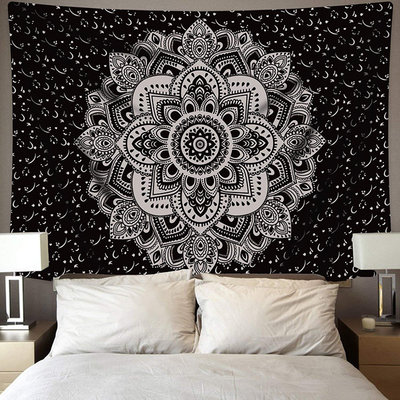 Bohemian Tapestry Elephant Star Mandala Tapestry Blue Tie Dye Star Design Indian Bedspread Twin Tapestry Hippie Wall Dec