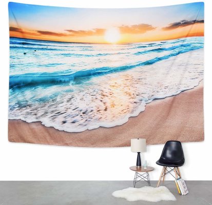 Ocean Wave Tapestry Wall Hanging Ocean Beach Tapestry Sea Sunset Tapestry for Living Room