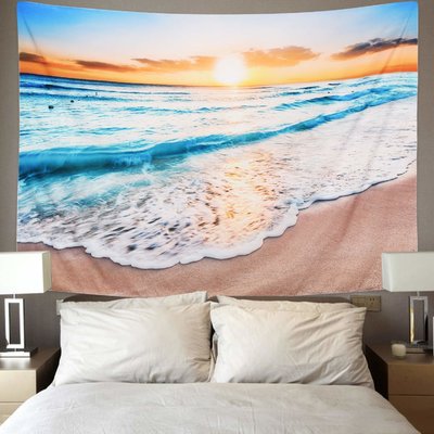 Ocean Wave Tapestry Wall Hanging Ocean Beach Tapestry Sea Sunset Tapestry for Living Room