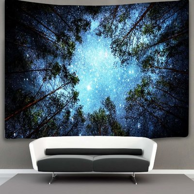 Forest Starry Tapestry Wall Hanging 3D Printing Forest Tapestry Galaxy Tapestry Forest Milky Way Tapestry