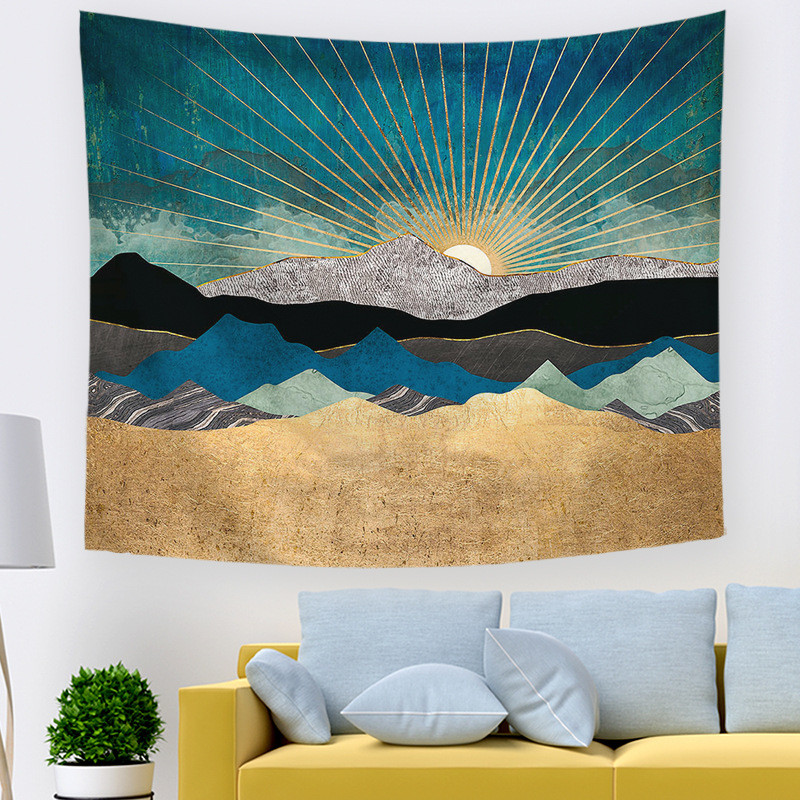 Mountain Sunset Tapestry, Color Mountain Wall Hanging Tapestry, Sunset Nature Landscape Art Wall Hanging, Mural for Bedr
