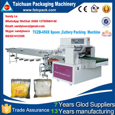 Automatic Flow wrapping machine for Cutlery/Spoon/Fork/napkin with feeder