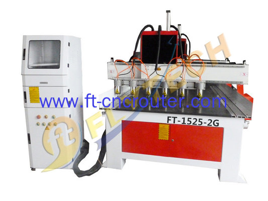 Latest Double Gantry 1525 woodworking CNC Router Machine with servo motors with 6 heads
