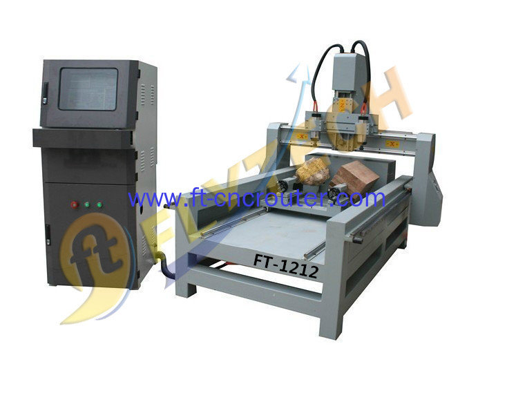 4 Axis CNC Router machine wood cylinder engraving with DSP system with double rotary axis
