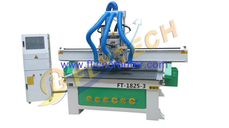 New 3 axis Multihead CNC Router woodworking machine 3 pneumatic cylinder ATC