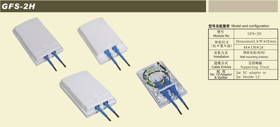 FTTH fiber optical face plate 2 port GFS-2H ABS   SC adpater with pigtail, slide type Optical fiber line box