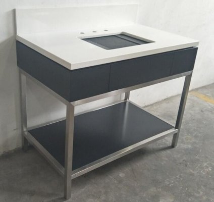 metal/304# stainless steel  Bathroom vanity with wood shelf /bathroom cabinet /HOTEL VANITY V-014