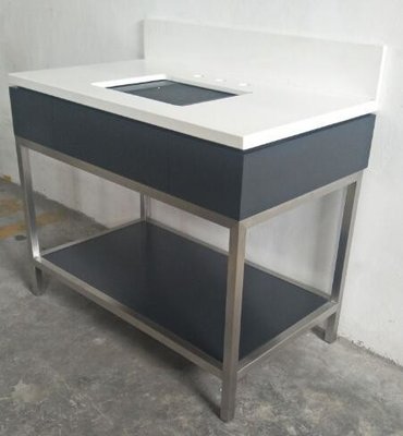 metal/304# stainless steel  Bathroom vanity with wood shelf /bathroom cabinet /HOTEL VANITY V-014