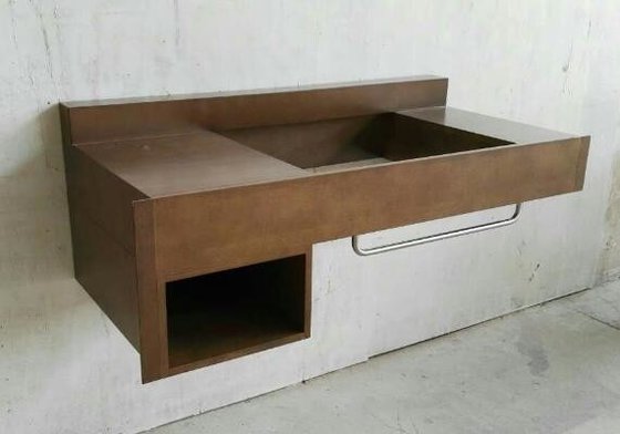 wooden bathroom vanity with metal bar,floating vanity cabinets,wooden vanity V-015