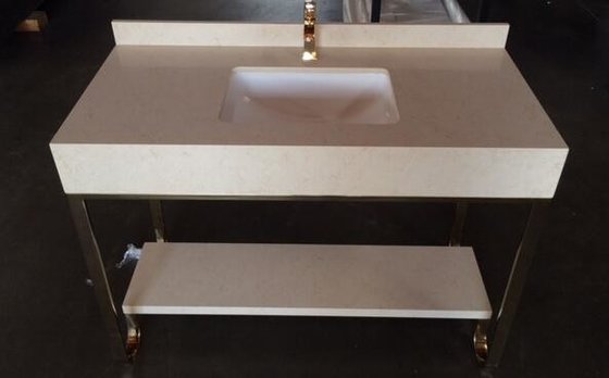 metal/304# stainless steel  Bathroom vanity with wood shelf /bathroom cabinet /HOTEL VANITY V-016