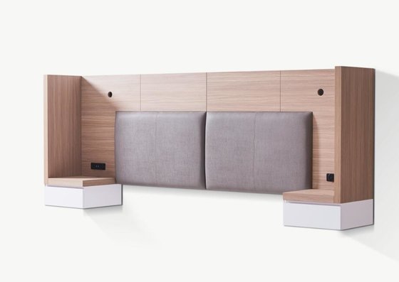 Springhill hotel new design HPL king size headboard with upholstery and 2 nightstands for hotel guestroom