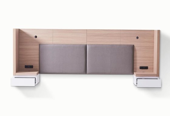 Springhill hotel new design HPL king size headboard with upholstery and 2 nightstands for hotel guestroom