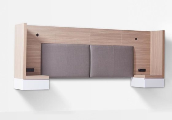 Springhill hotel new design HPL king size headboard with upholstery and 2 nightstands for hotel guestroom