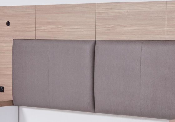 Springhill hotel new design HPL king size headboard with upholstery and 2 nightstands for hotel guestroom
