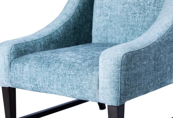 Solid beech wood frame blue fabric upholstered Leisure Customized Comfortable soft hotel lounge chair