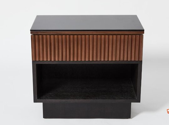 The Ritz Carlton 5-star hotel guestroom walnut and oak frame nightstand