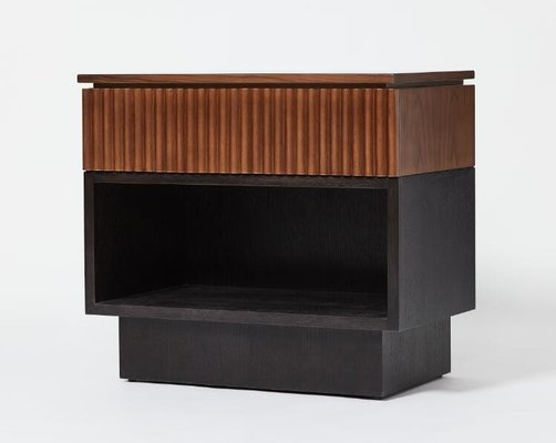 The Ritz Carlton 5-star hotel guestroom walnut and oak frame nightstand