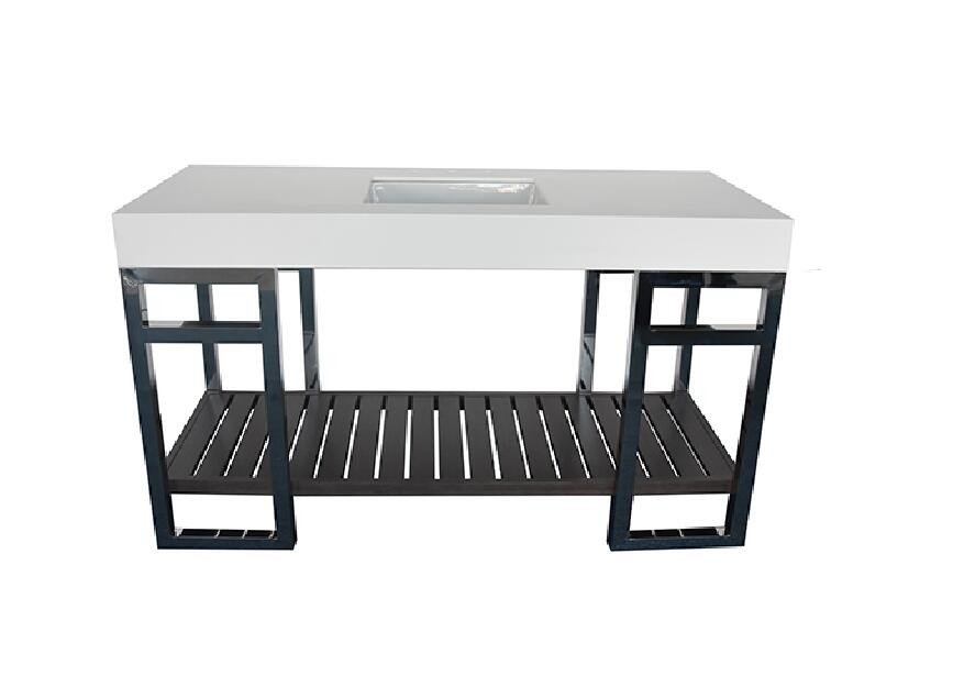 Single Sink Style polished 304 stainless steel Metal Frame Bathroom Wash Basin hotel bathroom vanity