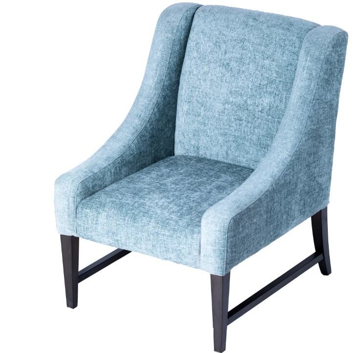 Solid beech wood frame blue fabric upholstered Leisure Customized Comfortable soft hotel lounge chair