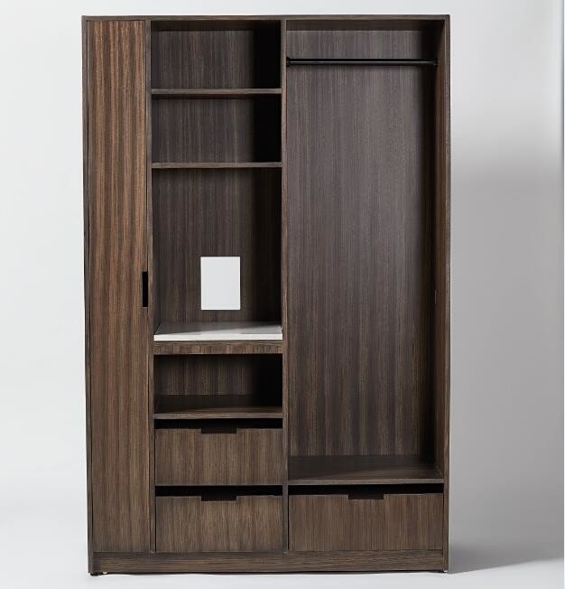 5-star luxury new design Zebra wood veneer hotel wardrobe for hotel guestroom