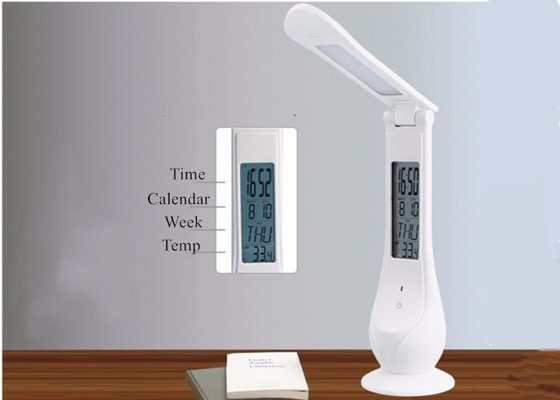 2000mAh USB Rechargeable Desk Lamp 260lm With Calendar Alarm Clock Leather Texture