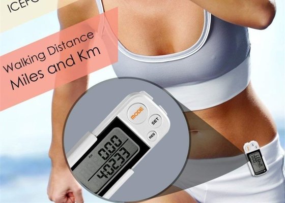 Professional 3D Smart Pedometer And Step Tracker For Walking Steps Miles / Km