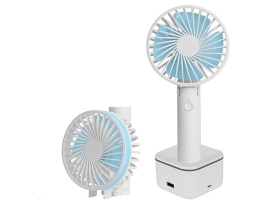 Power Bank Folding Hand Held Battery Operated Fans 6 Leaves Blade 3 Shifts Speed