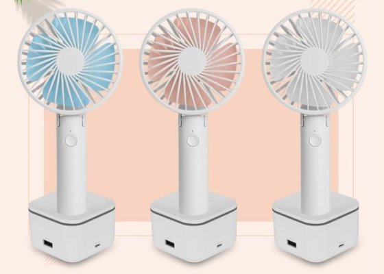 Power Bank Folding Hand Held Battery Operated Fans 6 Leaves Blade 3 Shifts Speed