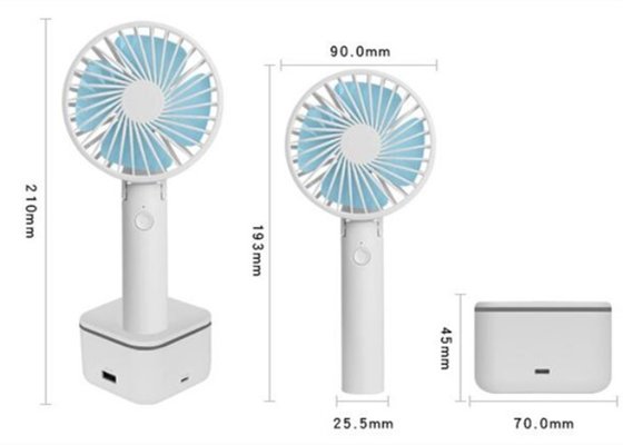 Foldable Adjustable Usb Handheld Fan 2600mAh Rechargeable ABS Plastic Material