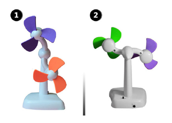 Couples Portable Mini Fan Fun Electronic Gifts Dual Head USB Rechargeable AAA Battery Rotation