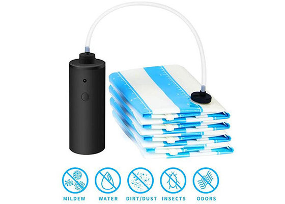 Double - Zip Handheld Vacuum Sealer , Travel Storage Bags With Electric Pump