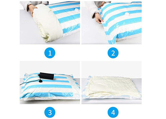 Travel Hand Pump Premium Vacuum Space Saver Storage Bags 6 Pack 800mAh Battery