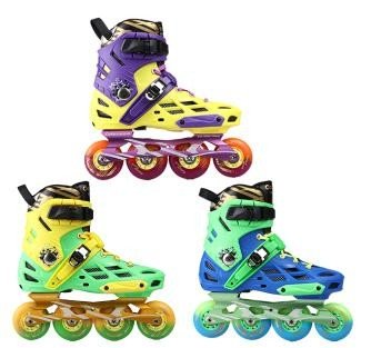 Street Slalon Inline Skate Shoes 4 Wheels Roller Patins Shoe Men Women Blade Skating Shoes Green Yellow Color  (DA1007)