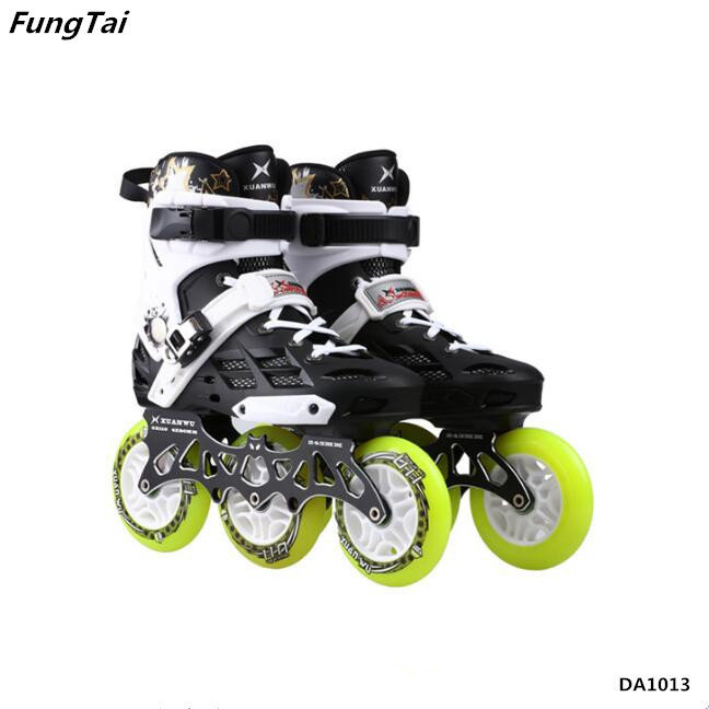 2 in 1 Patins Shoes Street Slalon Roller Inline Skates 110mm Wheels Professional Speed Skate Shoes White Color (DA1013)