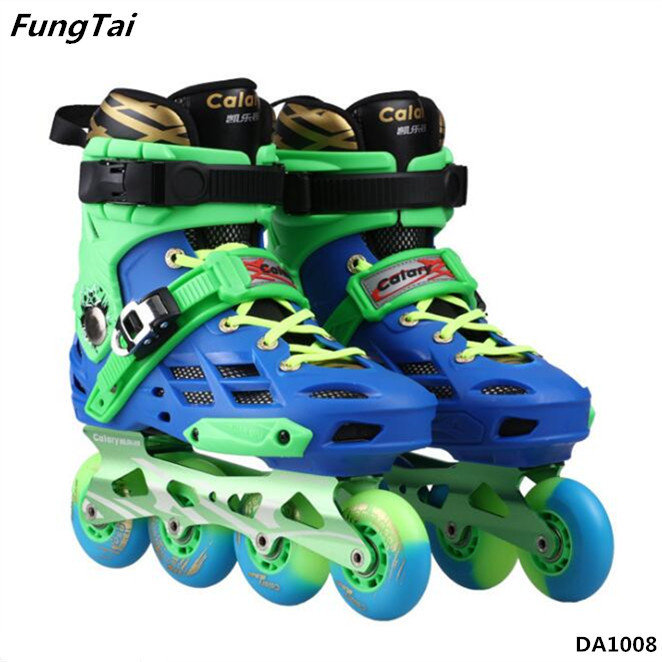 Factory Wholesale Roller Blade Skating Shoes Inline Skate Shoes 4 Wheels Roller Patins Shoes Blue Green Color (DA1008)