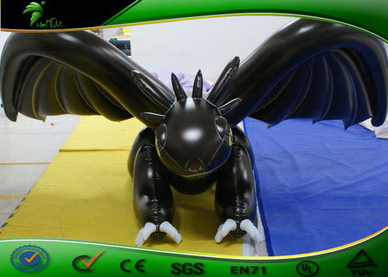 Large Inflatable Animals Black Toothless Dragon With White Claws 4m Long
