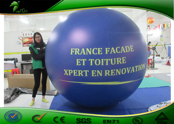 Large Inflatable Advertising Balloons , Dia 2M Blue PVC Inflatable Helium Balloon