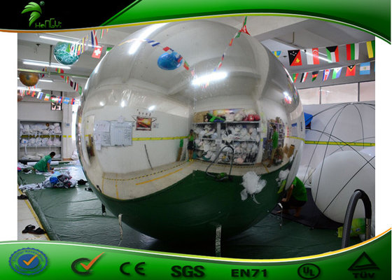 Large PVC Dia 2M Inflatable Advertising Mirror Ball / Inflatable Silver Reflective Balloon For Events Decoration