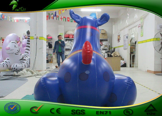 Cartoon Characters Small PVC Inflatable Blue Horse 1m Inflatable Jumping Horse Toy