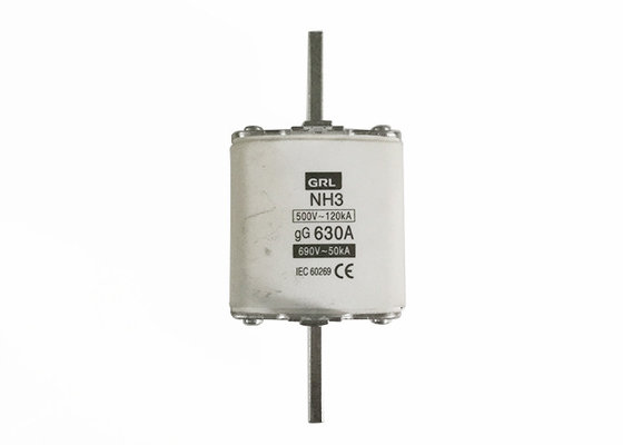 NH3 Type 630 Amp Ceramic Fuse IEC60269 Square Tube Yellow Copper Link Fuse
