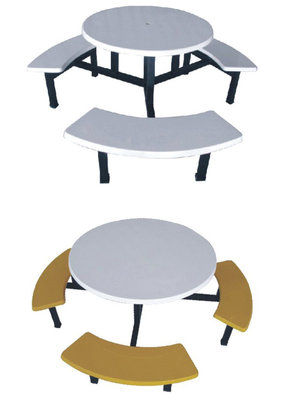 China fiberglass or FRP round dining table with stools supplier
