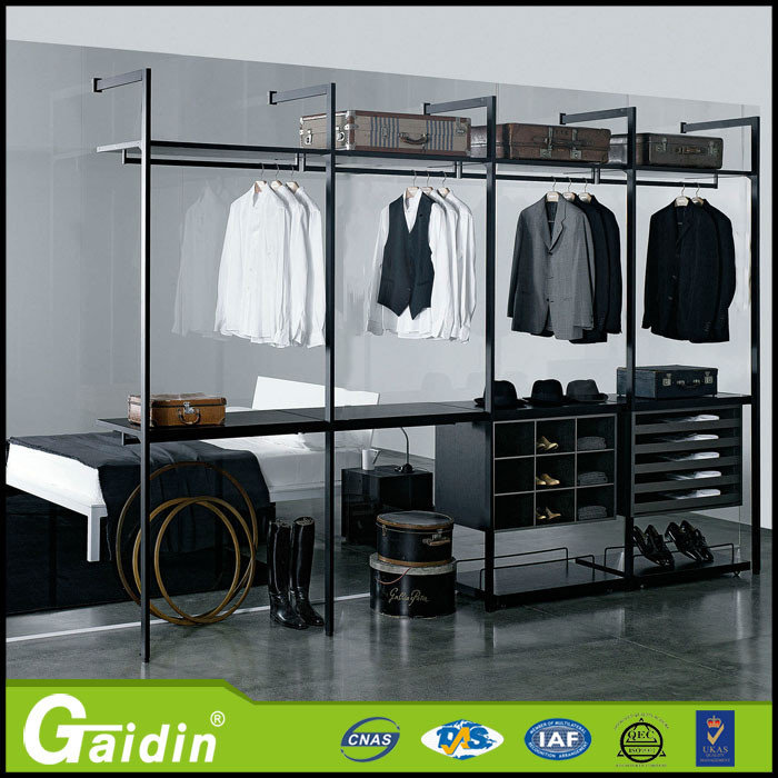 Aluminum accessories wooden shelves furniture pole system wardrobe walk in closet for sale