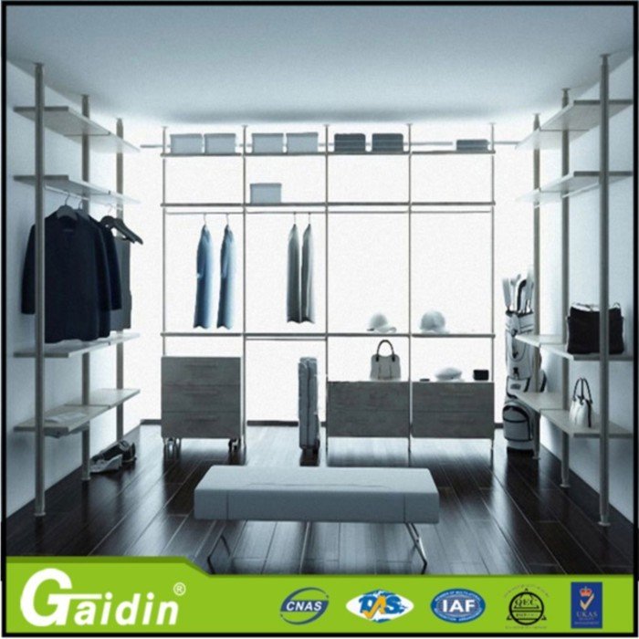 wooden shelves furniture easy installed l shape european style walk in closet for sale