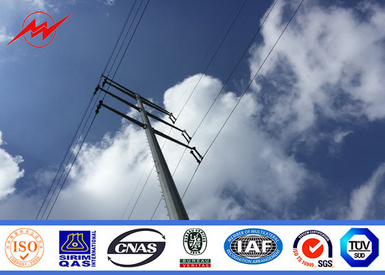 Round Hot Dip Galvanized Steel Utility Pole , 6M - 12M Metal Lighting Poles