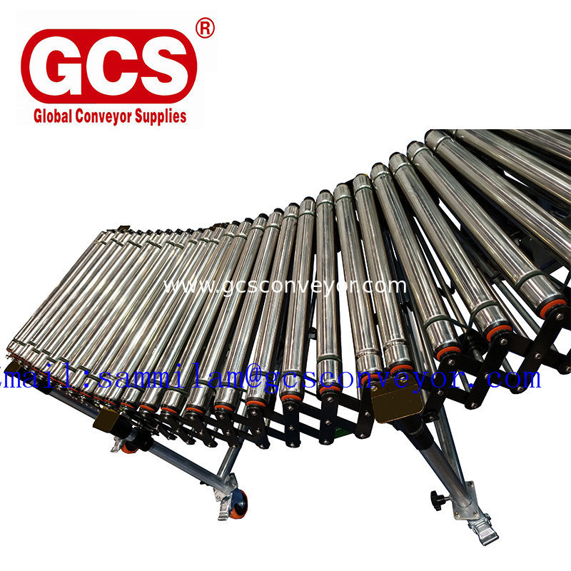 Flexible Heavy Duty Roller Conveyor For Warehouse Transporting / PackageDouble Row Telescopic Skate Roller Conveyor/cut