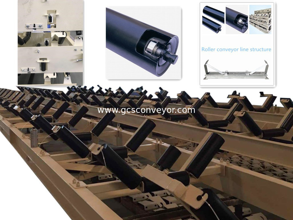 Steel trough roller conveyor line /china guangdong conveyor roller manufacturer