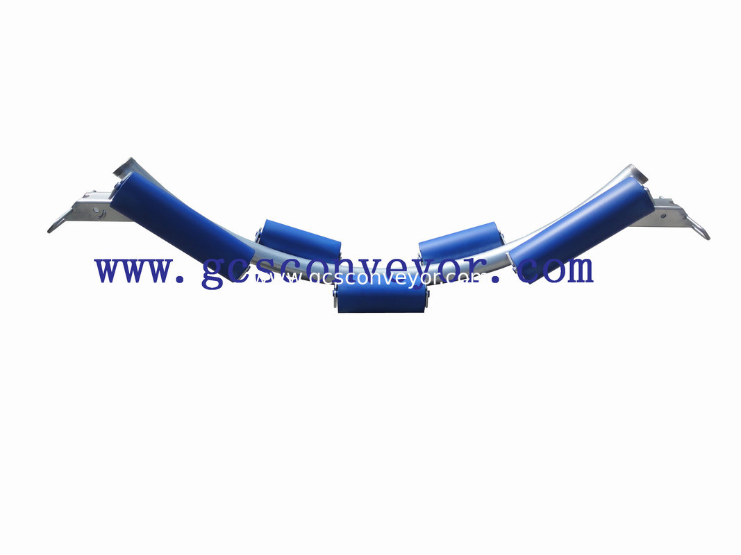 GCS company polyethylene conveyor roller idler of China /heavy duty conveyor mining idler trough grooved conveyor roller